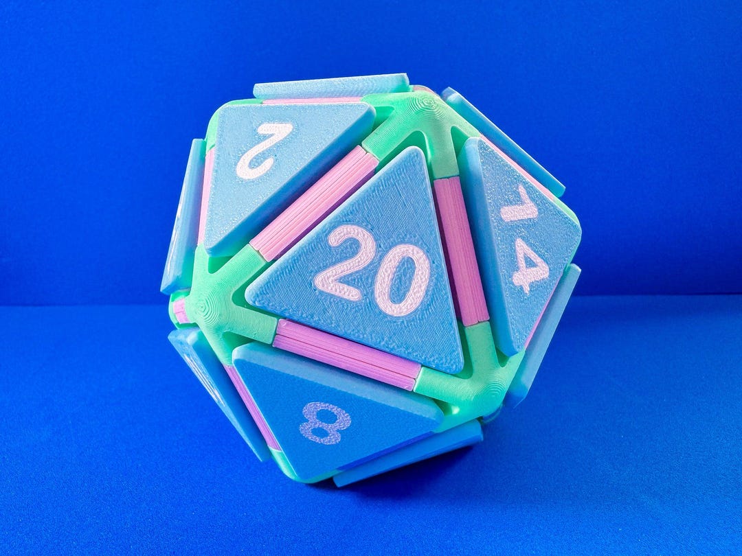 Multicolour Giant D20 Dice Button Fidget Clicker - Etsy