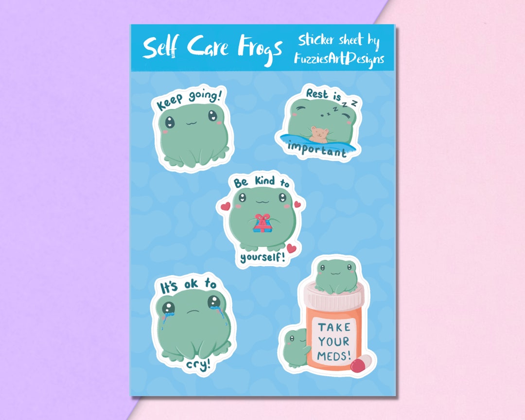 Self Care Frogs Sticker Sheets Emotions Childrens Gift Cute Kawaii ...