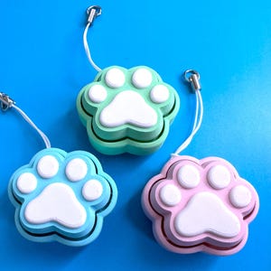 Blue Paw Print Button Fidget Pink Clicky Stim Toy Buttons Keyring ...