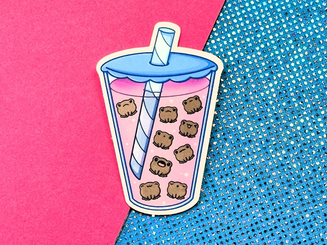 Bubble Tea Frog Sticker Gift Positive Cute Pastel Funny Boba Tea - Etsy