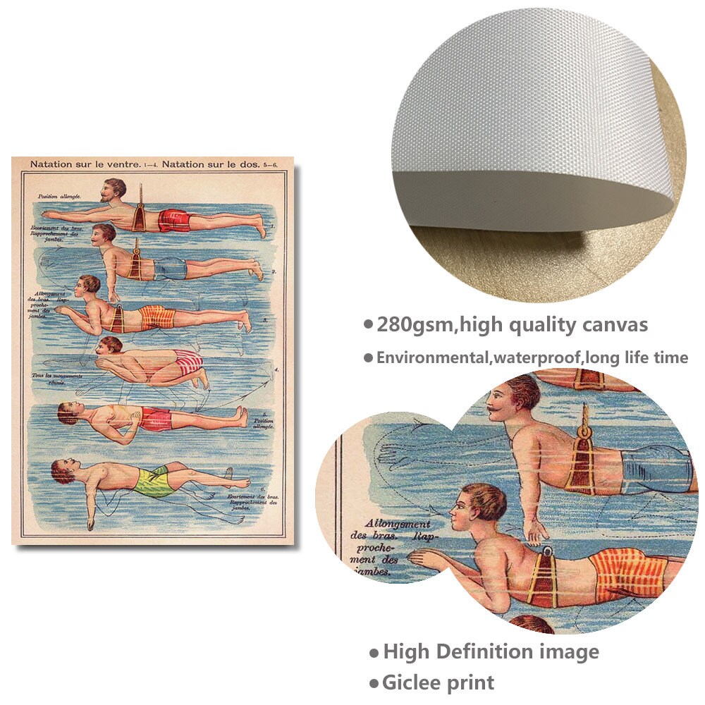 Swimmer Poster Vintage Decoration Classroom Decoration Swimming Pool ...