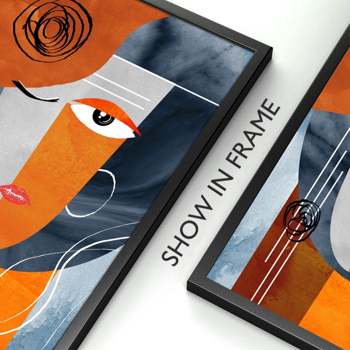 Modern Abstract Faces Geometric Canvas Painting Contemporary Wall Art ...