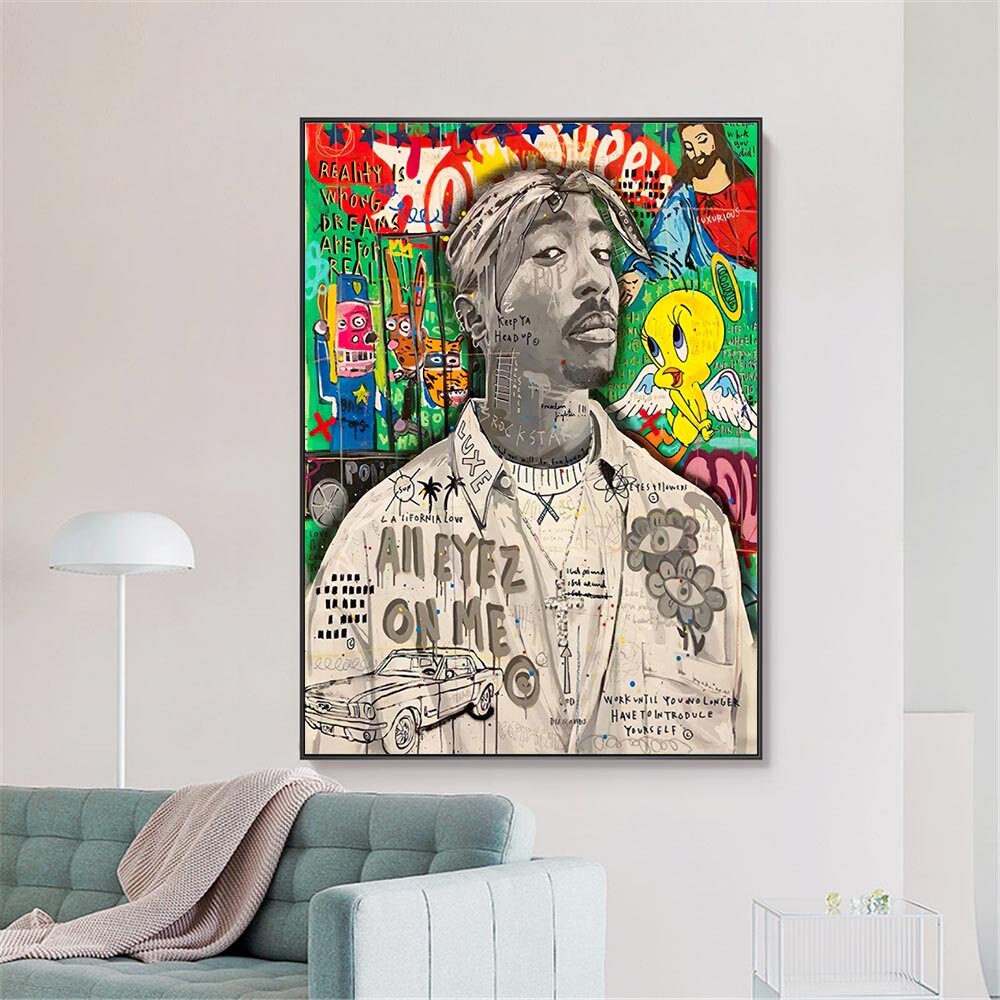Graffiti Artwork Tupac Rapper 2pac Posters and Prints All Eyes on Me ...