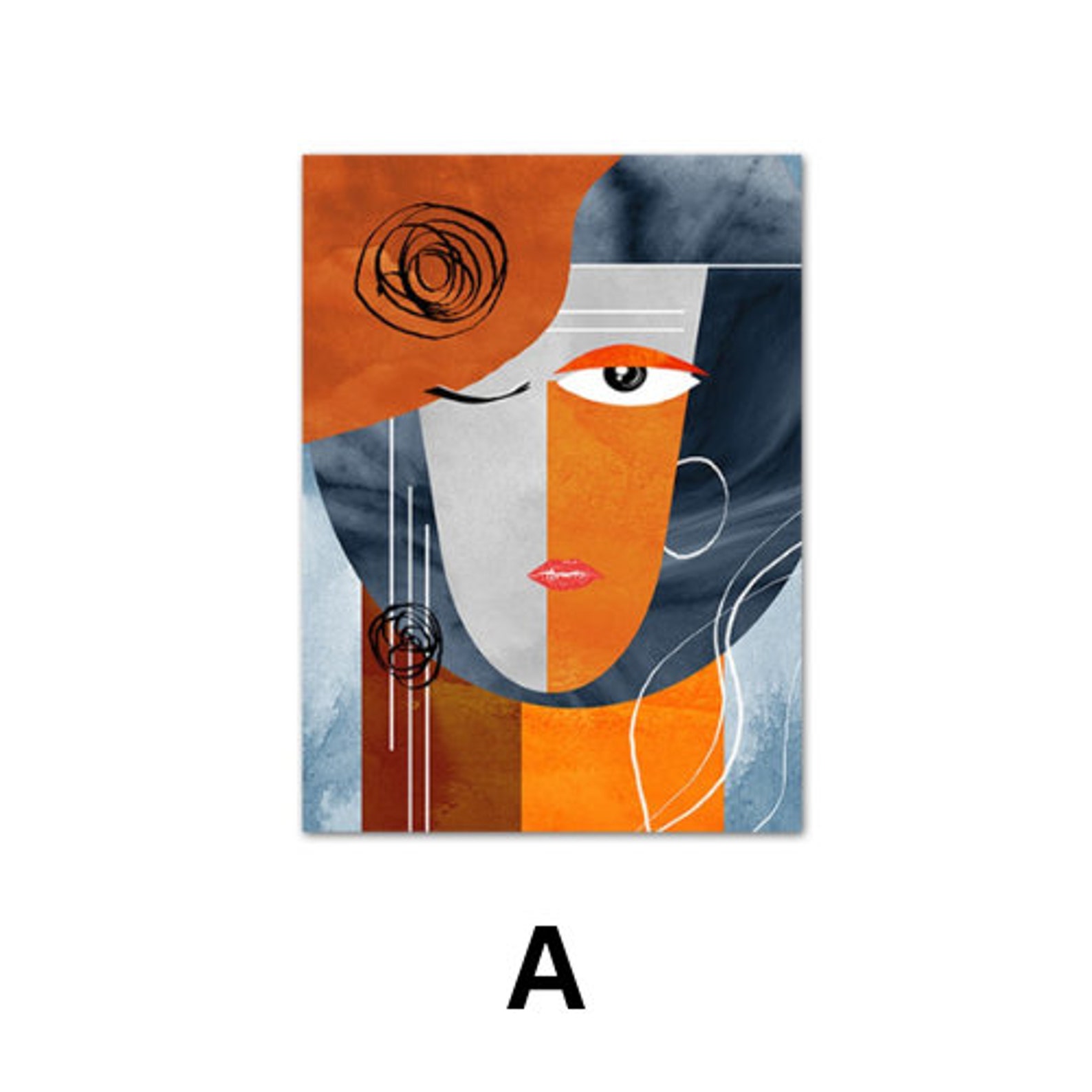 Modern Abstract Faces Geometric Canvas Painting Contemporary - Etsy