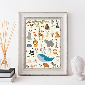 Animal Alphabet Nursery Wall Educate Poster Painting Pinyin English ...