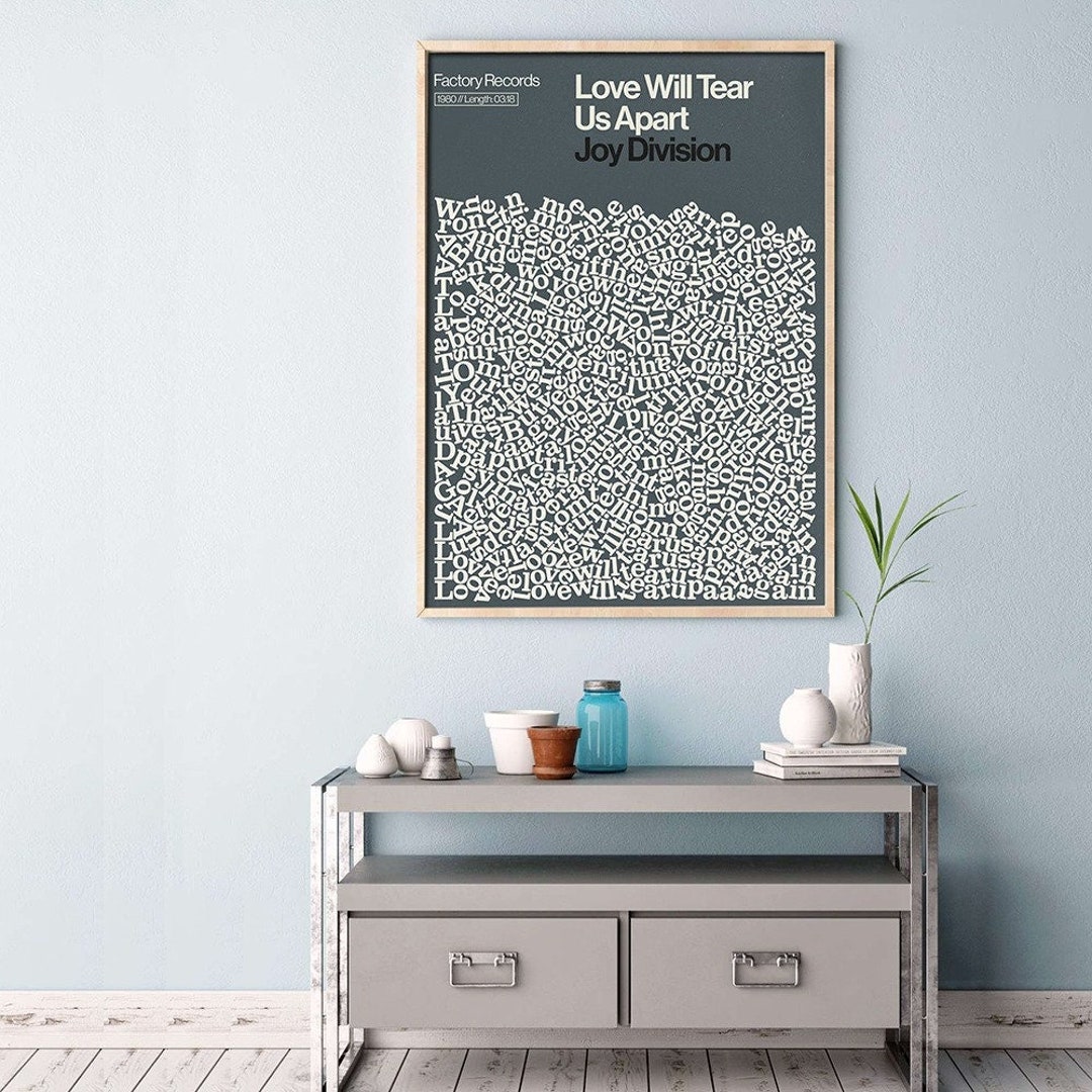 Joy Division Song Lyric Print Love Will Tear Us Apart Minimalist Canvas ...