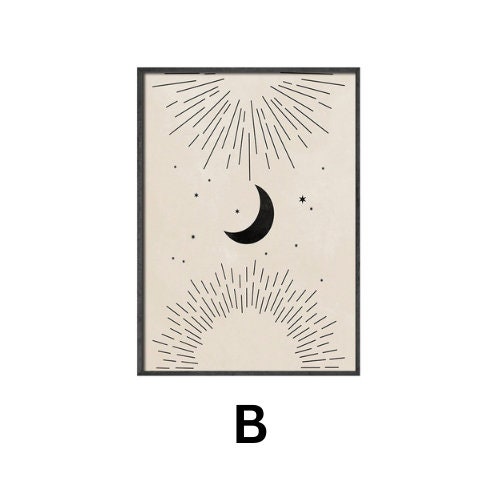 Neutral Boho Wall Art Sun Stars Moon Posters and Prints Children's Room ...