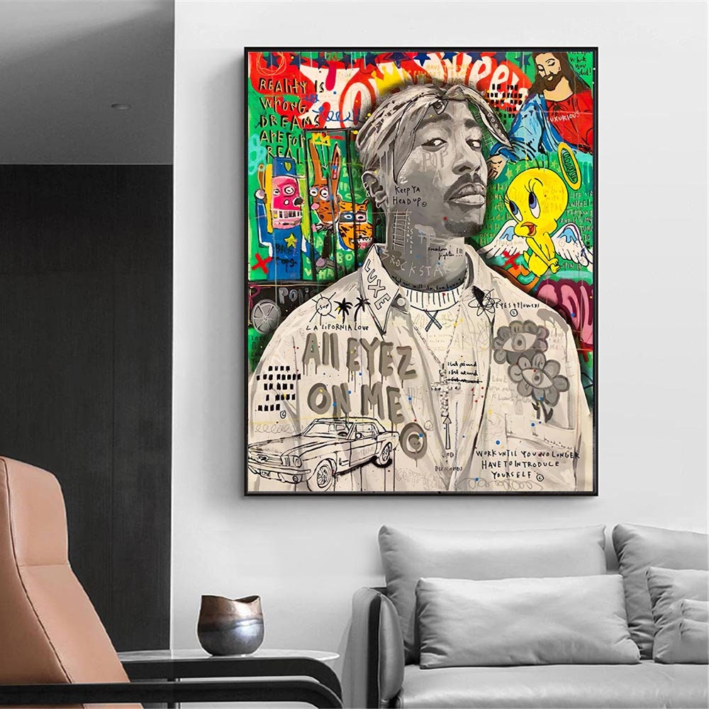 Graffiti Artwork Tupac Rapper 2pac Posters and Prints All Eyes on Me ...