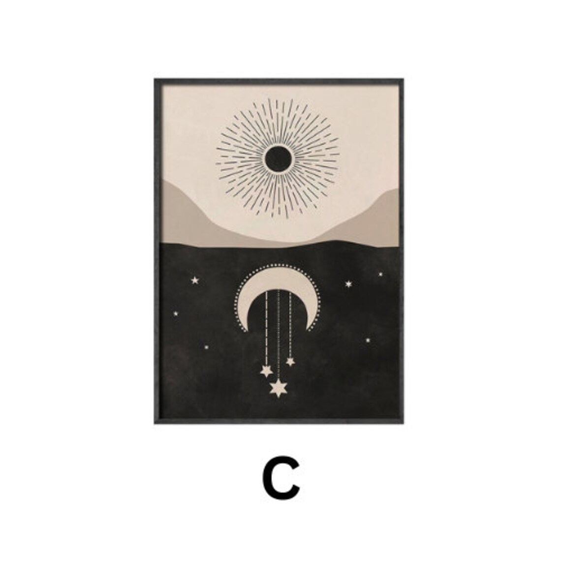 Neutral Boho Wall Art Sun Stars Moon Posters and Prints Children's Room ...