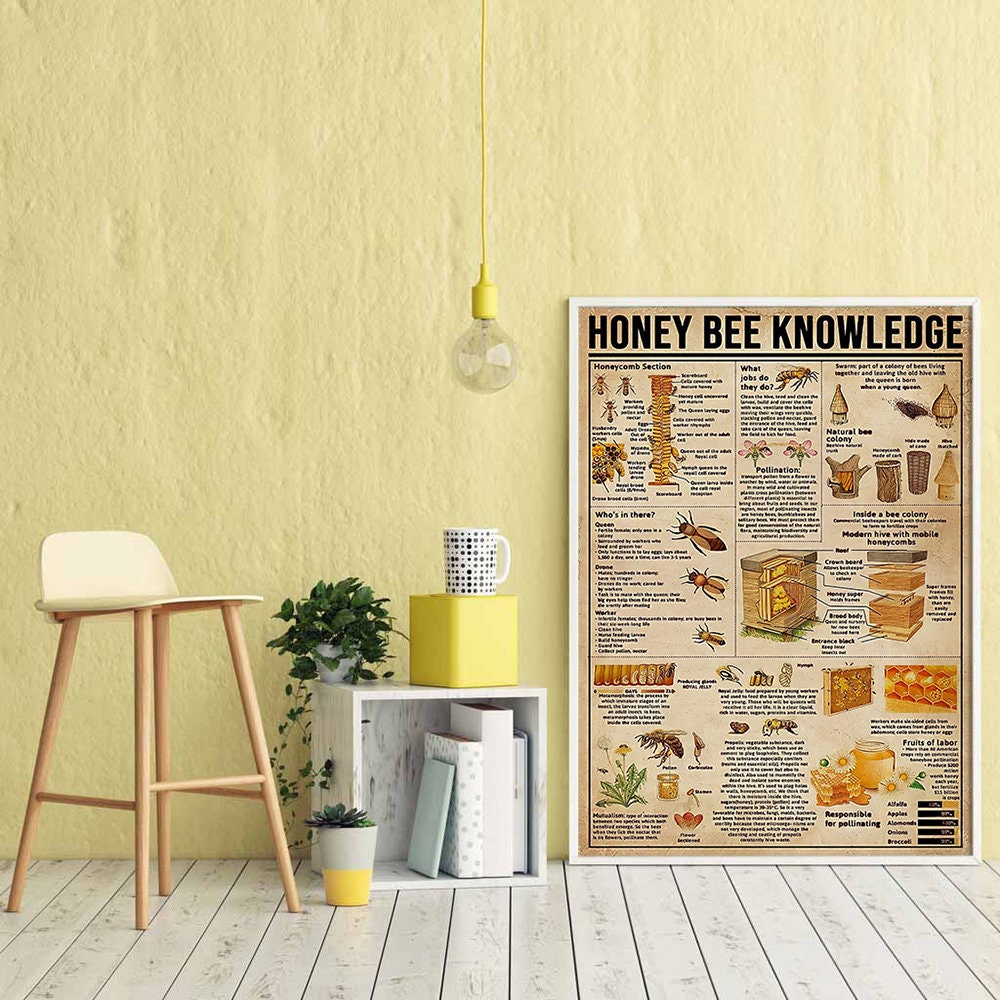 Honey Bee Knowledge Vertical Poster Bee Lover Gift Bee Collection ...