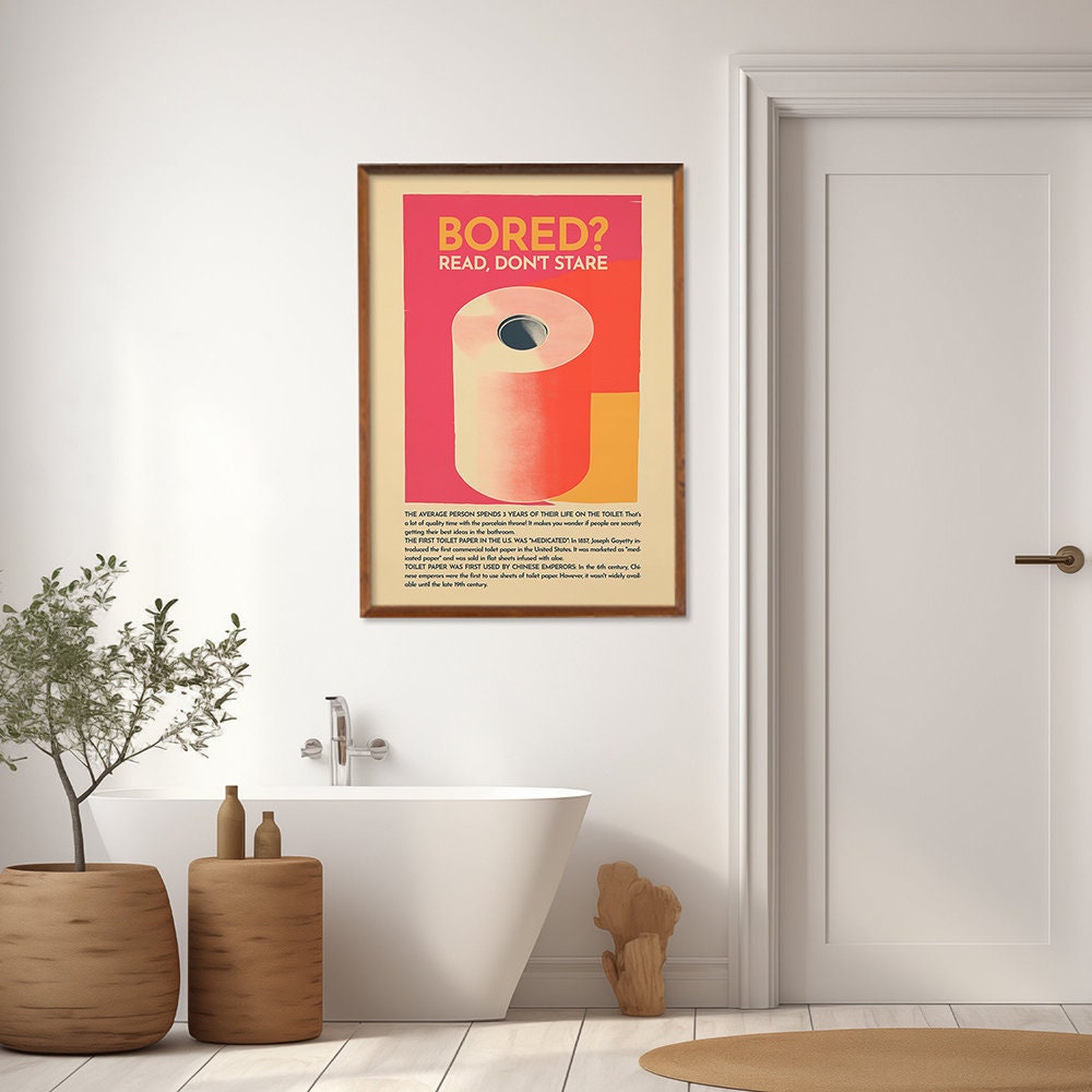 Bathroom Wall Art Retro Toilet Art Prints Vintage Funny Maximalist ...