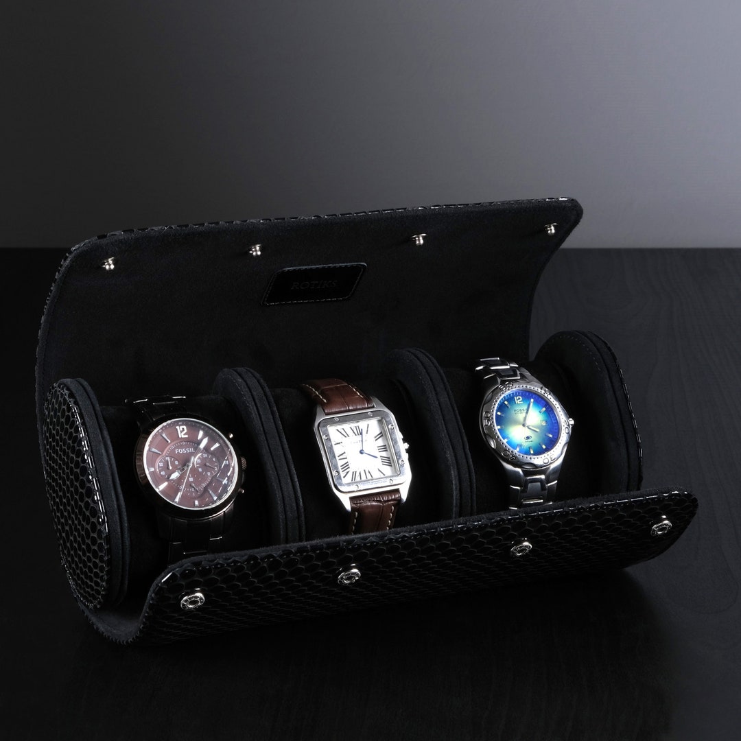 Luxury Snake Pattern Genuine Leather Watch Roll, Elegant Series Watch ...