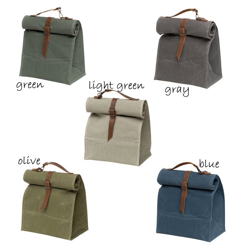 Waxed Canvas Lunch Bag, Insulated Lunch Bag, Lunch Box, Large Capacity ...