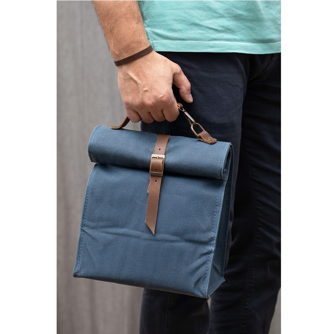 Waxed Canvas Lunch Bag, Insulated Lunch Bag, Lunch Box, Large Capacity ...
