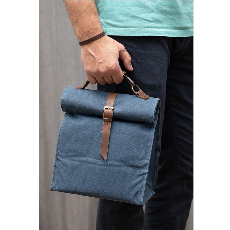 Waxed Canvas Lunch Bag, Insulated Lunch Bag, Lunch Box, Large Capacity ...