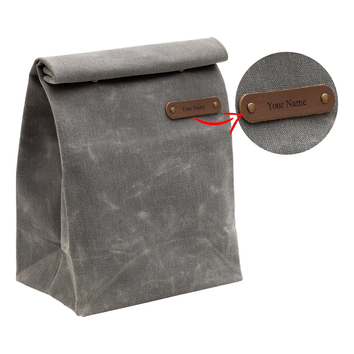 Lunch Bag, Personalization, Wax Canvas Lunch Box, Large Capacity ...
