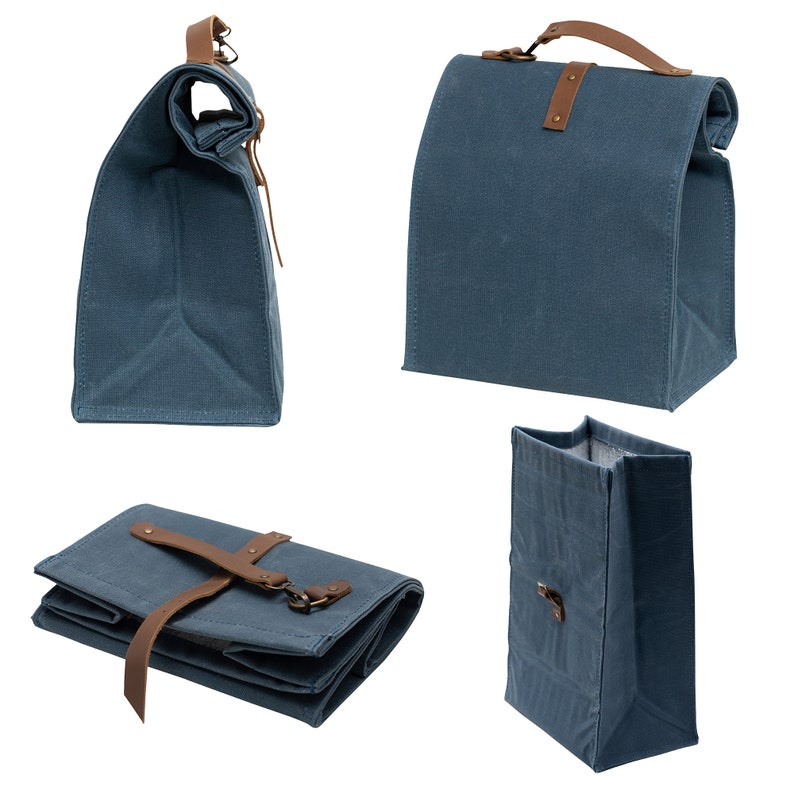 Waxed Canvas Lunch Bag, Insulated Lunch Bag, Lunch Box, Large Capacity ...
