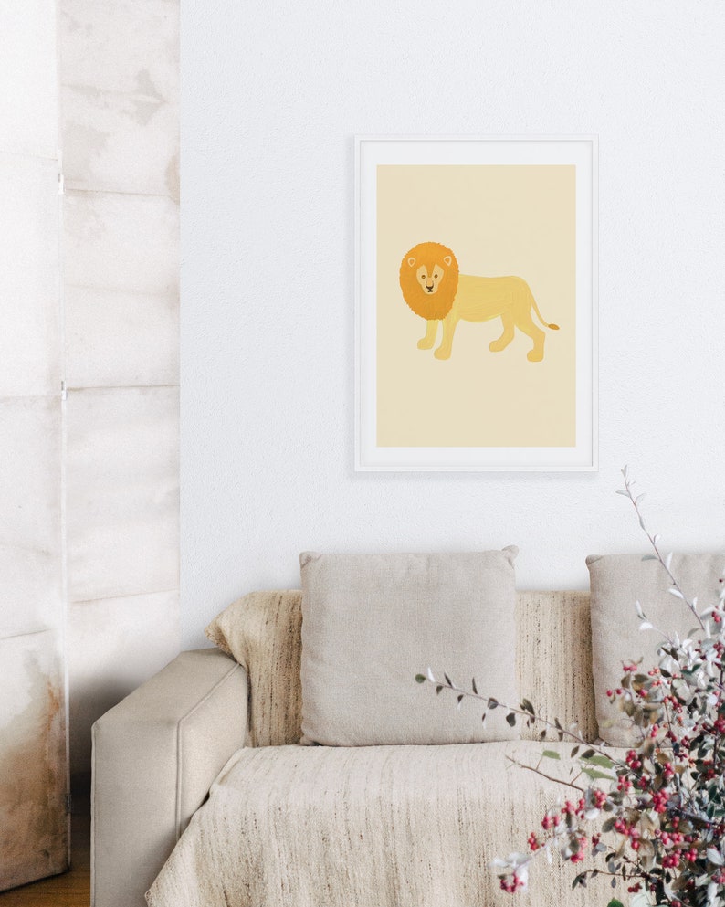 Printable Lion Wall Art, Lion Poster, Nursery Animal Wall Art, Nursery ...