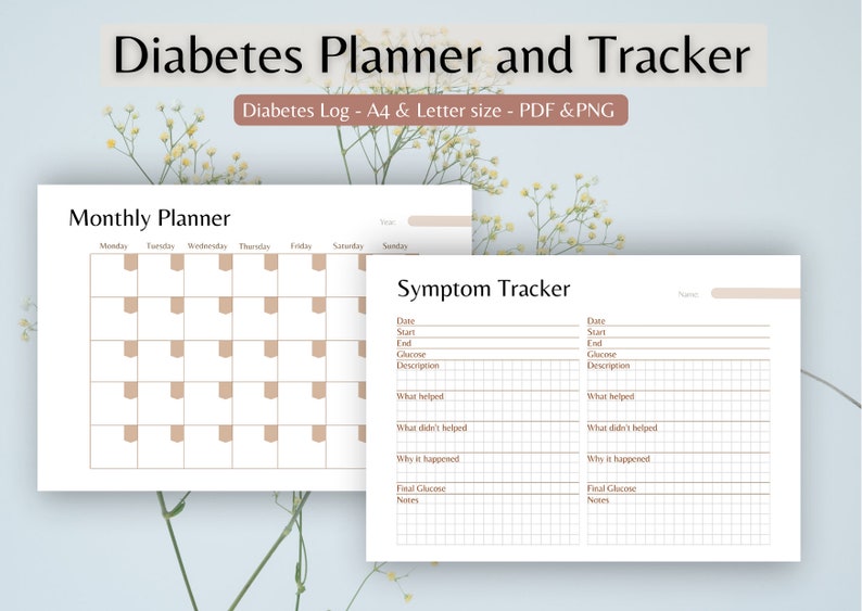 Printable Diabetes Planner Bloodsugar Log and Tracker Bundle - Etsy