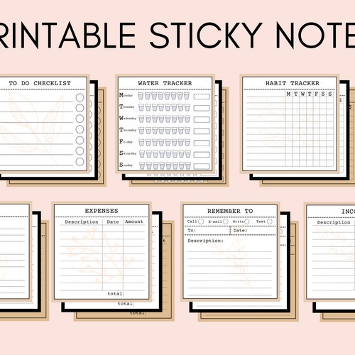 Printable Planner Sticky Notes Tracker Sticky Notes Memo - Etsy