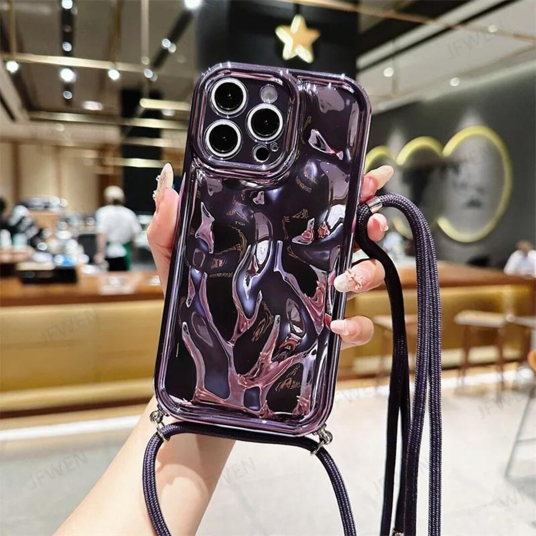 Meteorite Crossbody Lanyard Shiny iPhone Case for iPhone 16 15 14 Plus ...