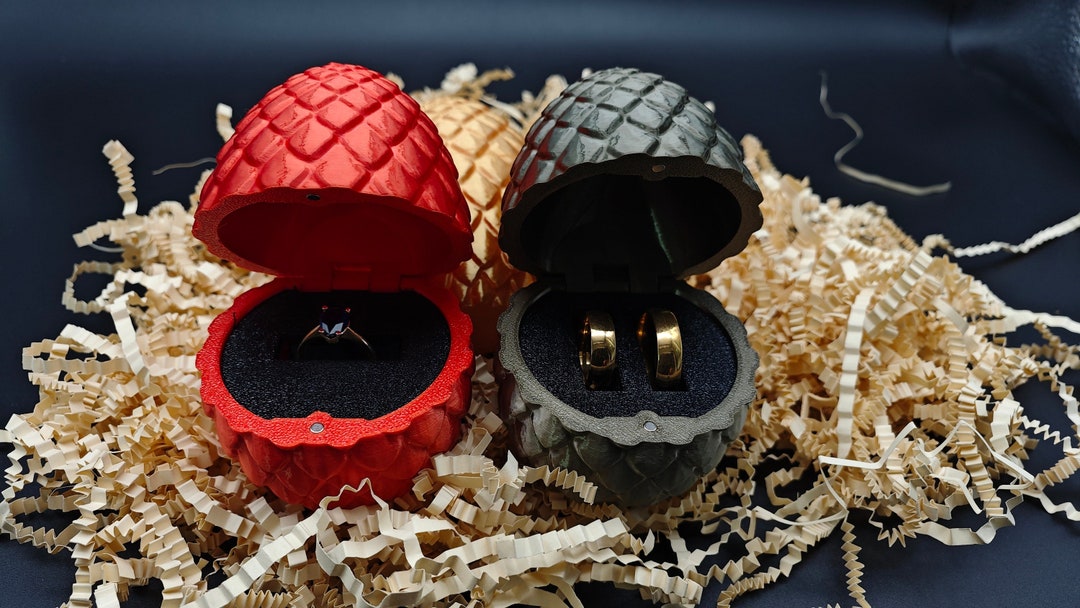 Dragon Egg Ring Box 3D Printed Stone Age Magnet Closure Unique Wedding ...