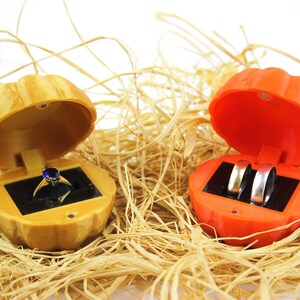 Pumpkin Ring Bearer | Hinged Pumpkin Ring Box | Squash Ring Box | Gold ...