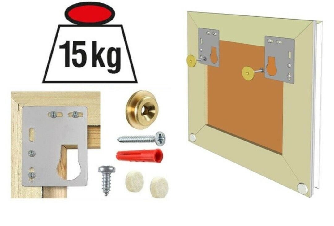 Heavy Duty Keyhole Picture Frame Corner Hangers Kit Hanging Bracket ...