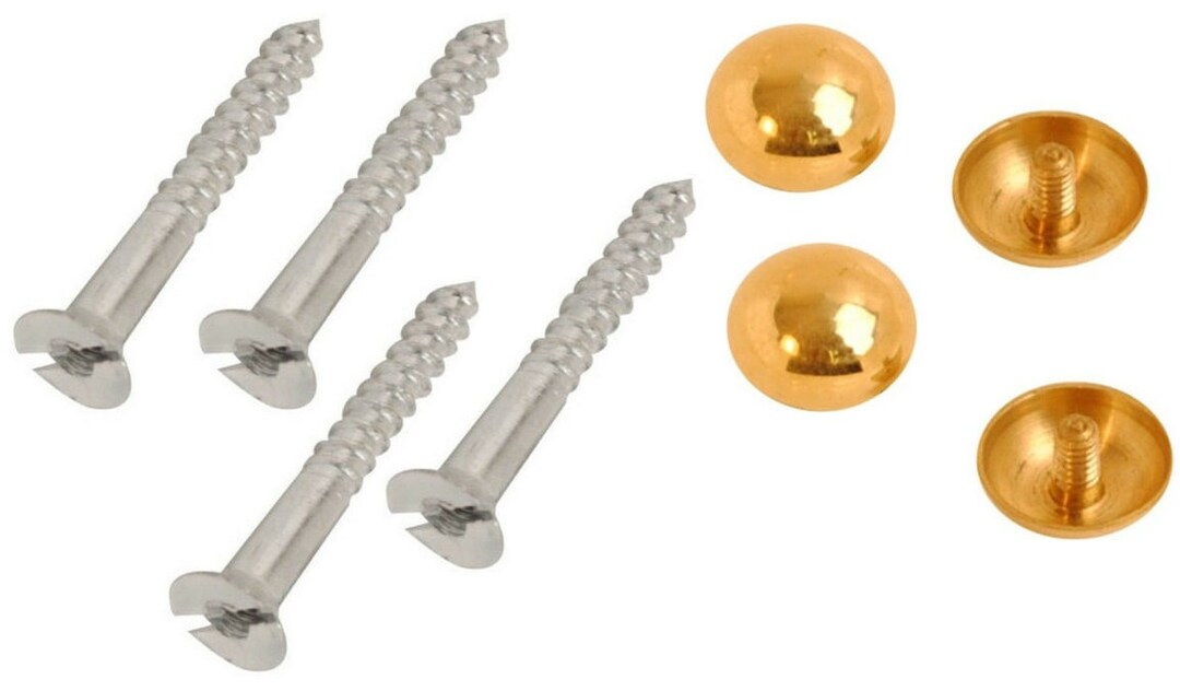 4 x MIRROR SCREWS CAPS Brass Dome Cap Head Cover Wall Bolt Fixing 38mm ...