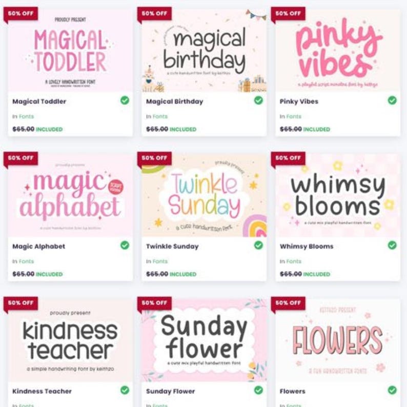 Cute Handwriting Font Bundle - 40 Premium Fonts, Handwritten Font ...