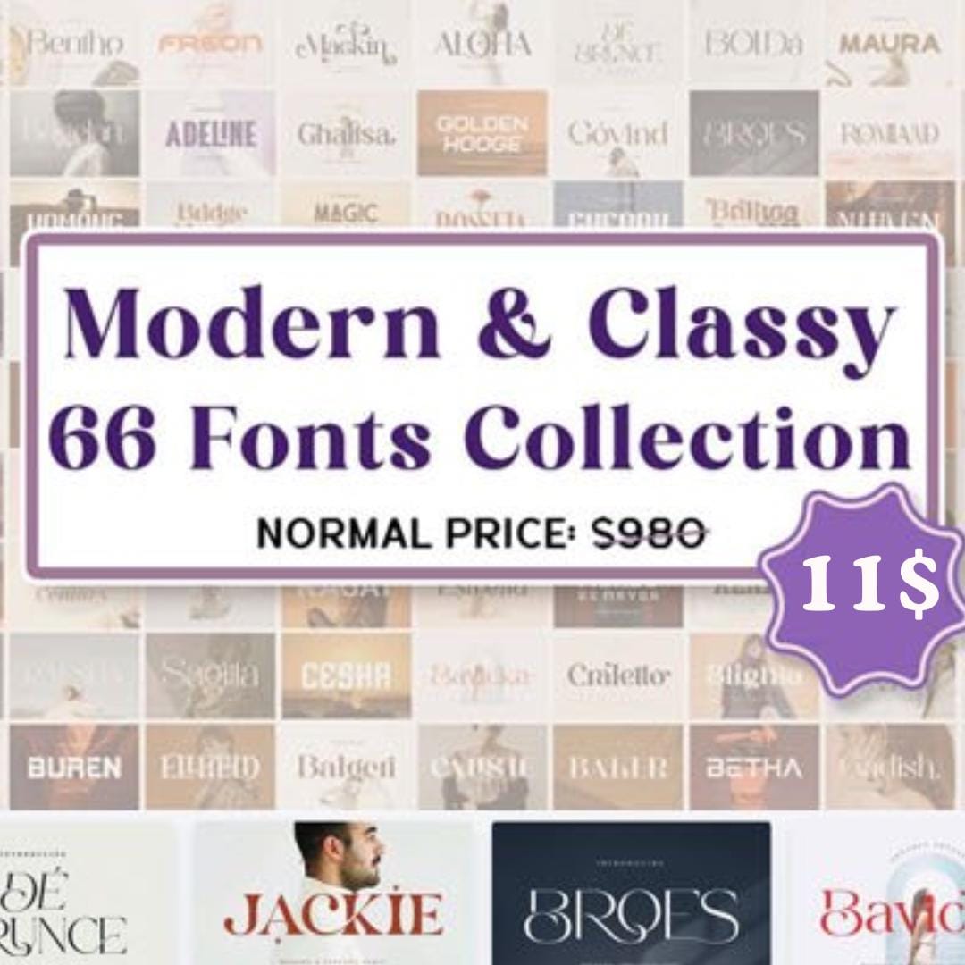 Modern & Classy Font Bundle - 65 Premium Fonts, Serif Font, Sans Serif ...