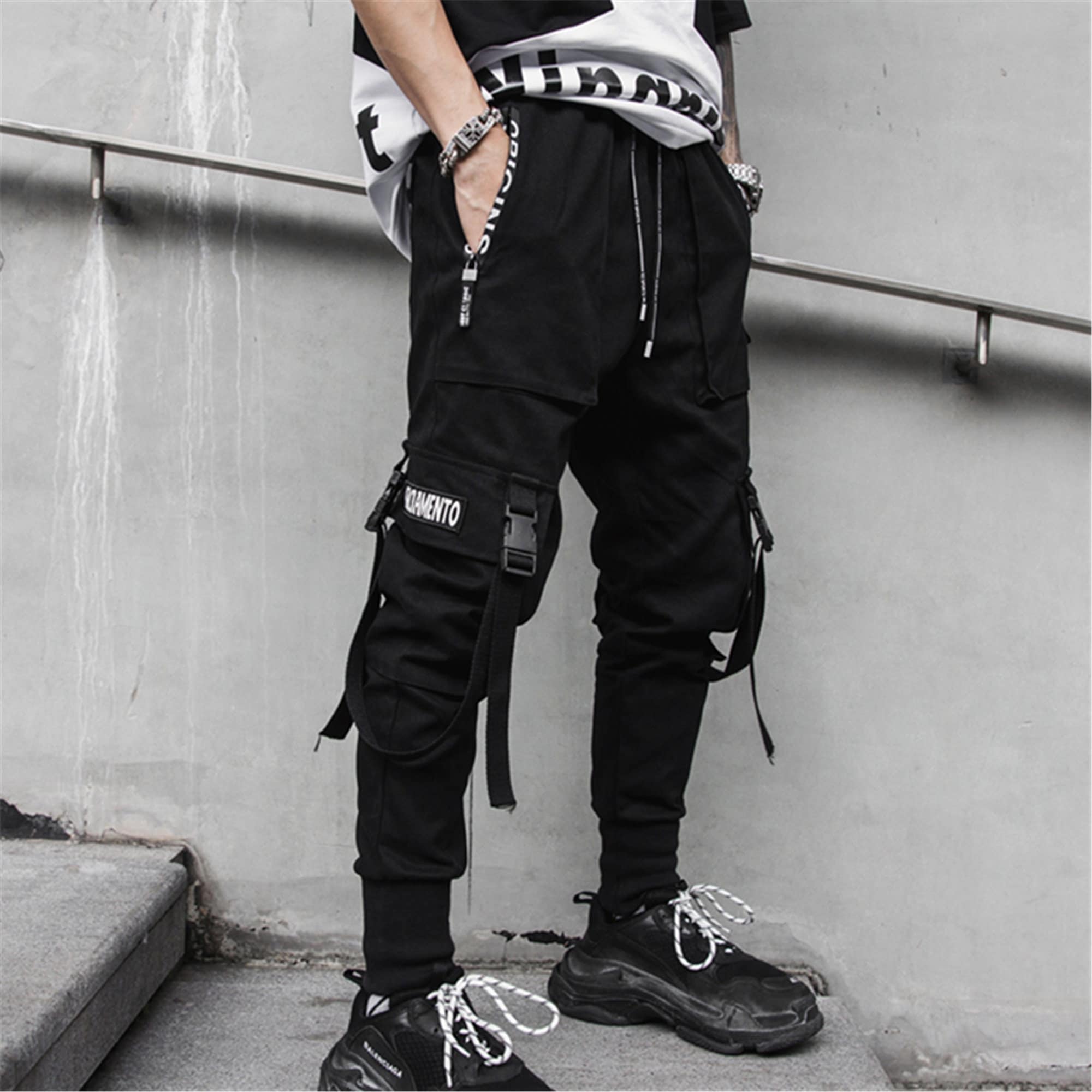 Band Streetwear Cargo Hose Männer Hip Hop Jogger Hose Schwarz Etsy