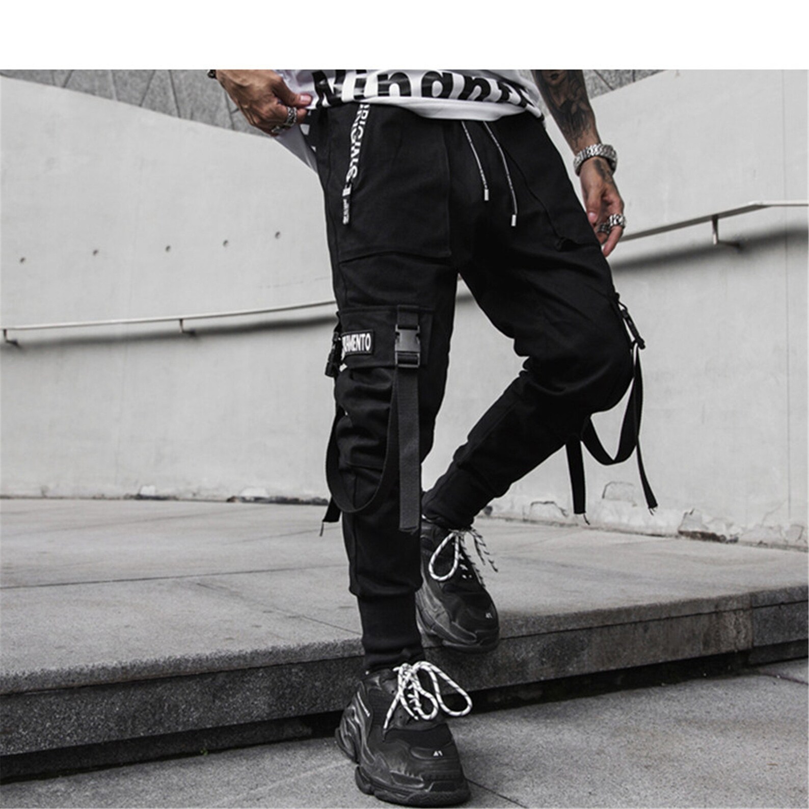 Band Streetwear Cargo Hose Männer Hip Hop Jogger Hose Schwarz Etsy