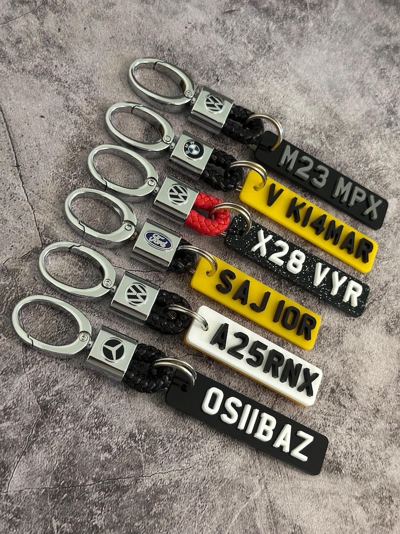 Custom 4D Number Plate Keyring, Personalised Name Keyring, Registration ...
