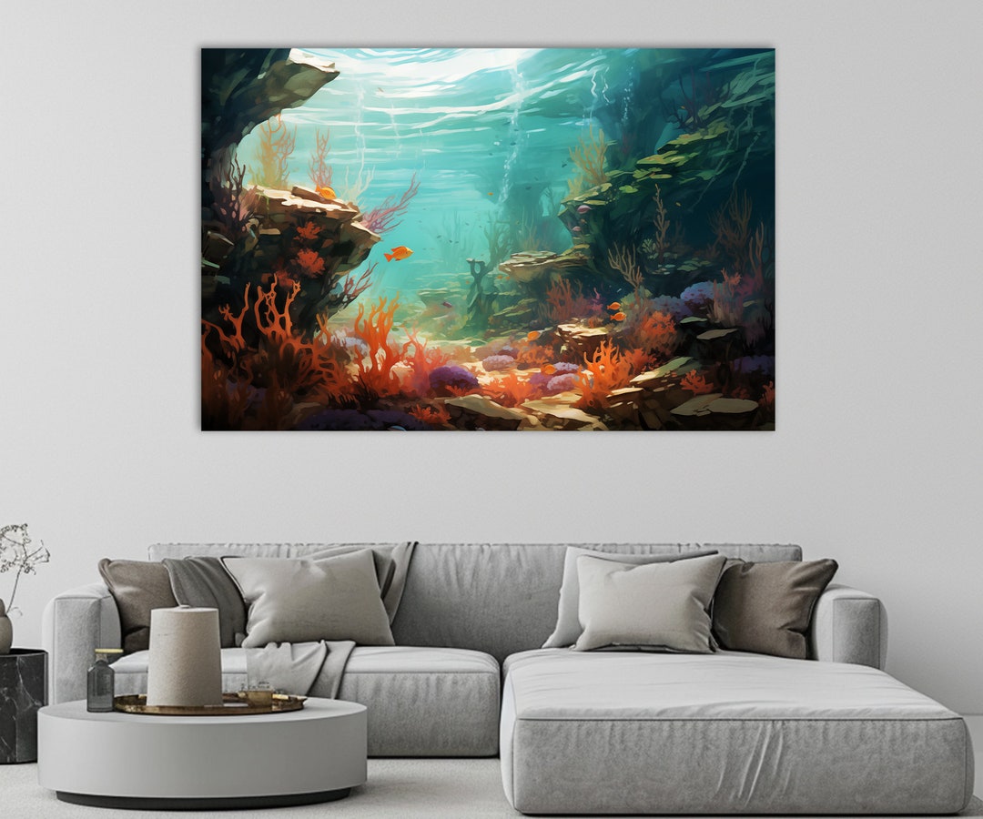 Underwater Canvas Print,underwater Painting,underwater Wall Art,coral ...
