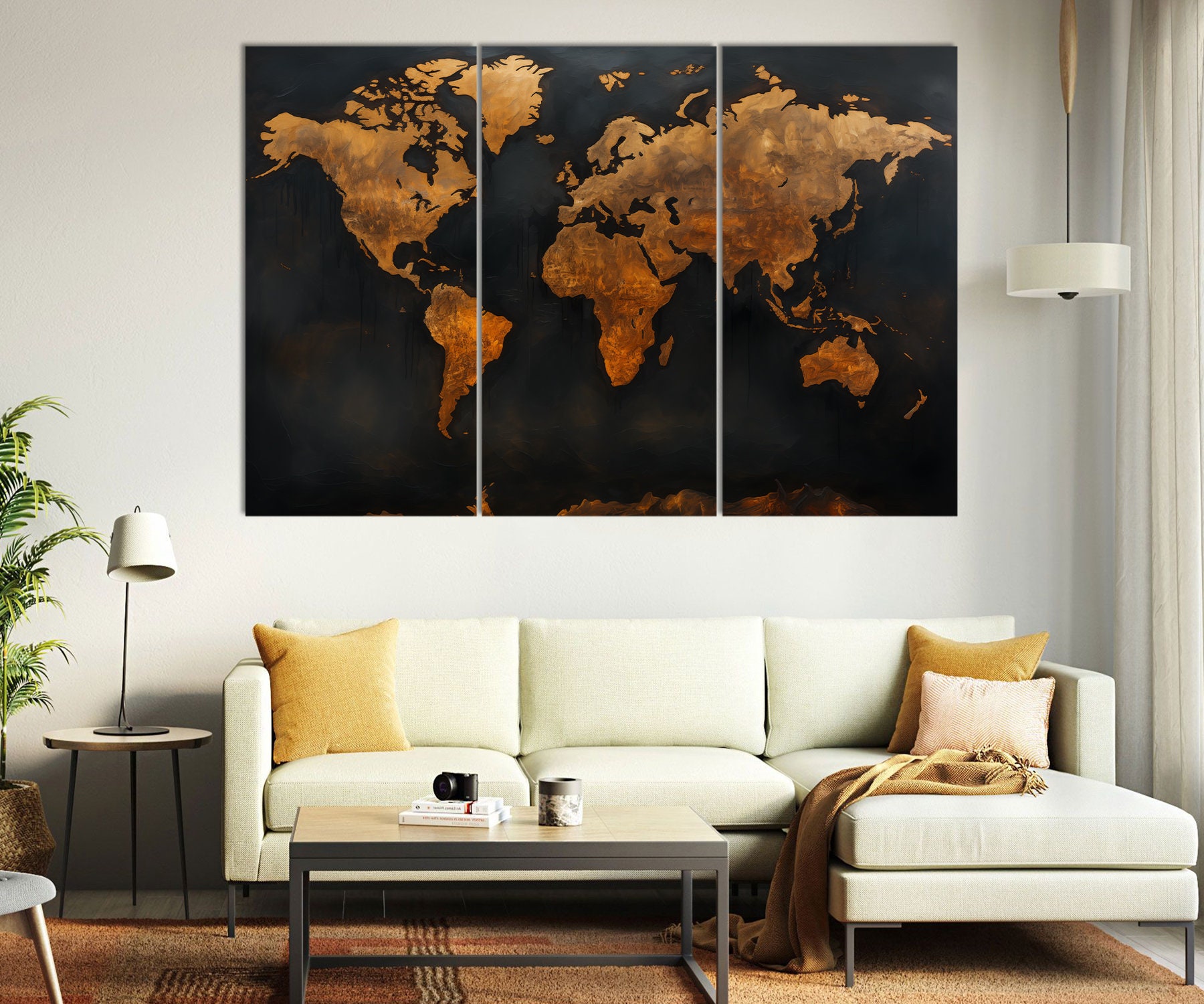 World Map Decor Large World Map Travel Art Map Canvas - Etsy