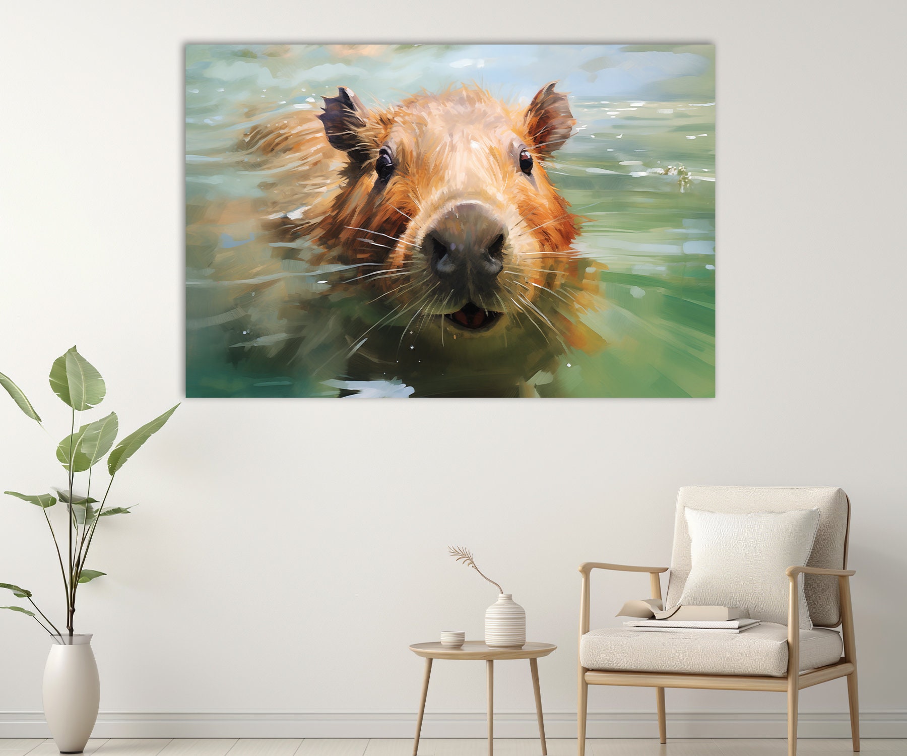 Capybara Painting,capybara Canvas Print,capybara Wall Art,zookeepers ...