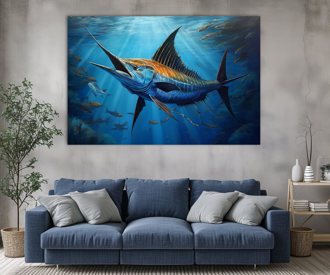 Marlin Canvas Print,marlin Painting,marlin Wall Art,fisherman Gift ...