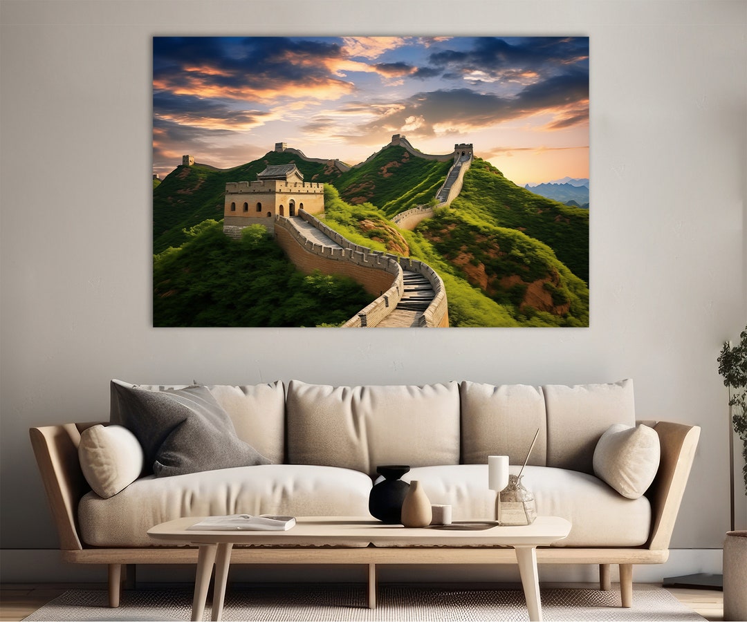 Great Wall of China Sunset Painting Canvas Print, Chinese Wall Art ...
