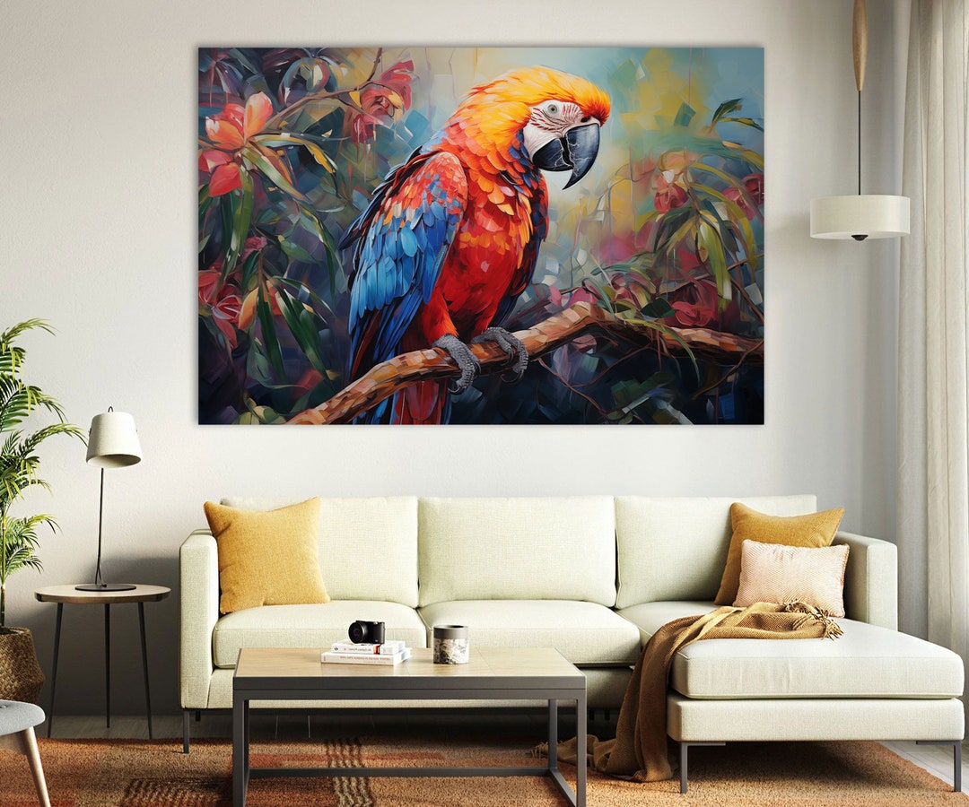 Parrot Canvas Print, Parrots Wall Art, Parrot Painting,parrot Portrait ...