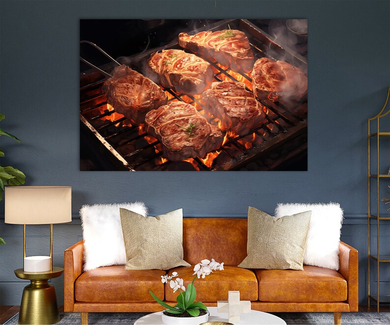 Butchery Wall Decor, Grill Meat Canvas Print, Butcher Gift, Kitchen ...