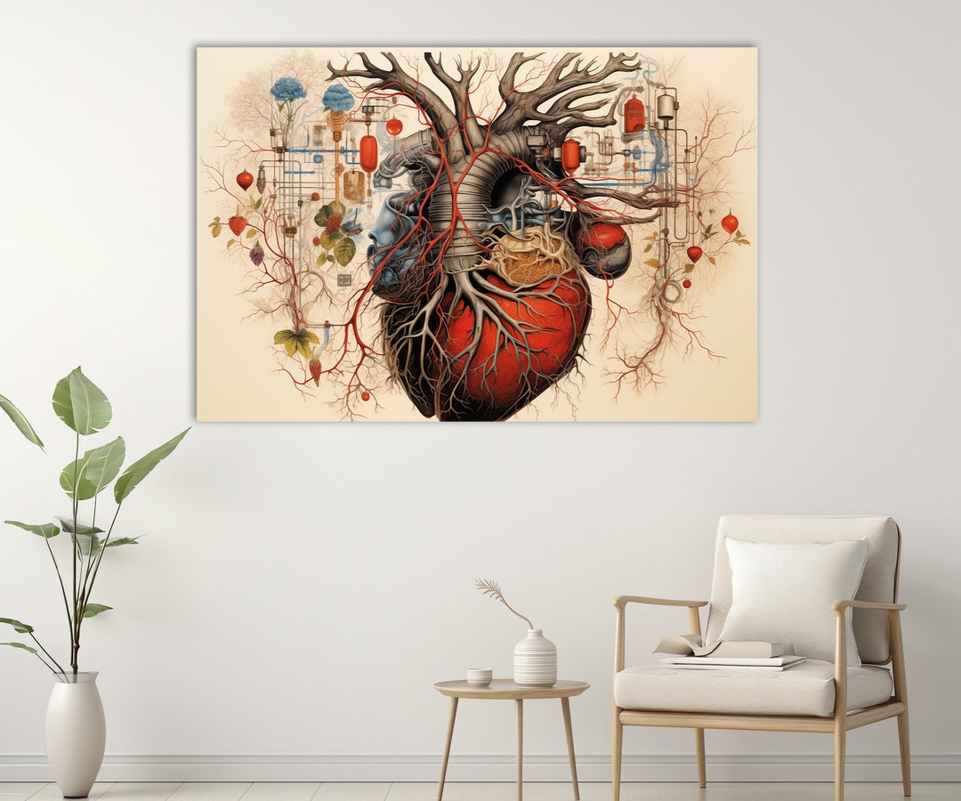 Human Heart Canvas Print, Cardiologist Office Decor, Hospital Wall ...