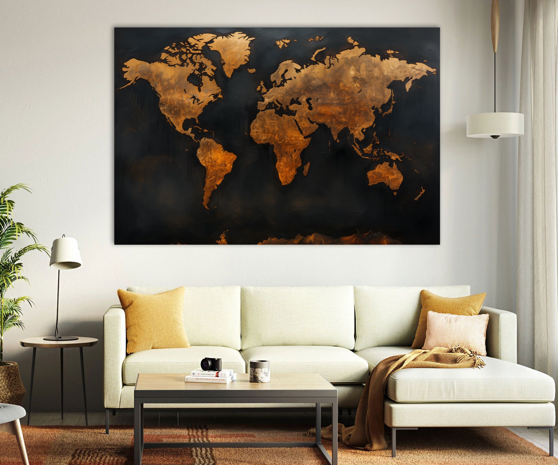 World Map Decor Large World Map Travel Art Map Canvas - Etsy