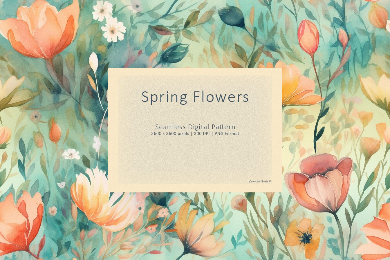 4 Seamless Spring Flower Patterns - Etsy