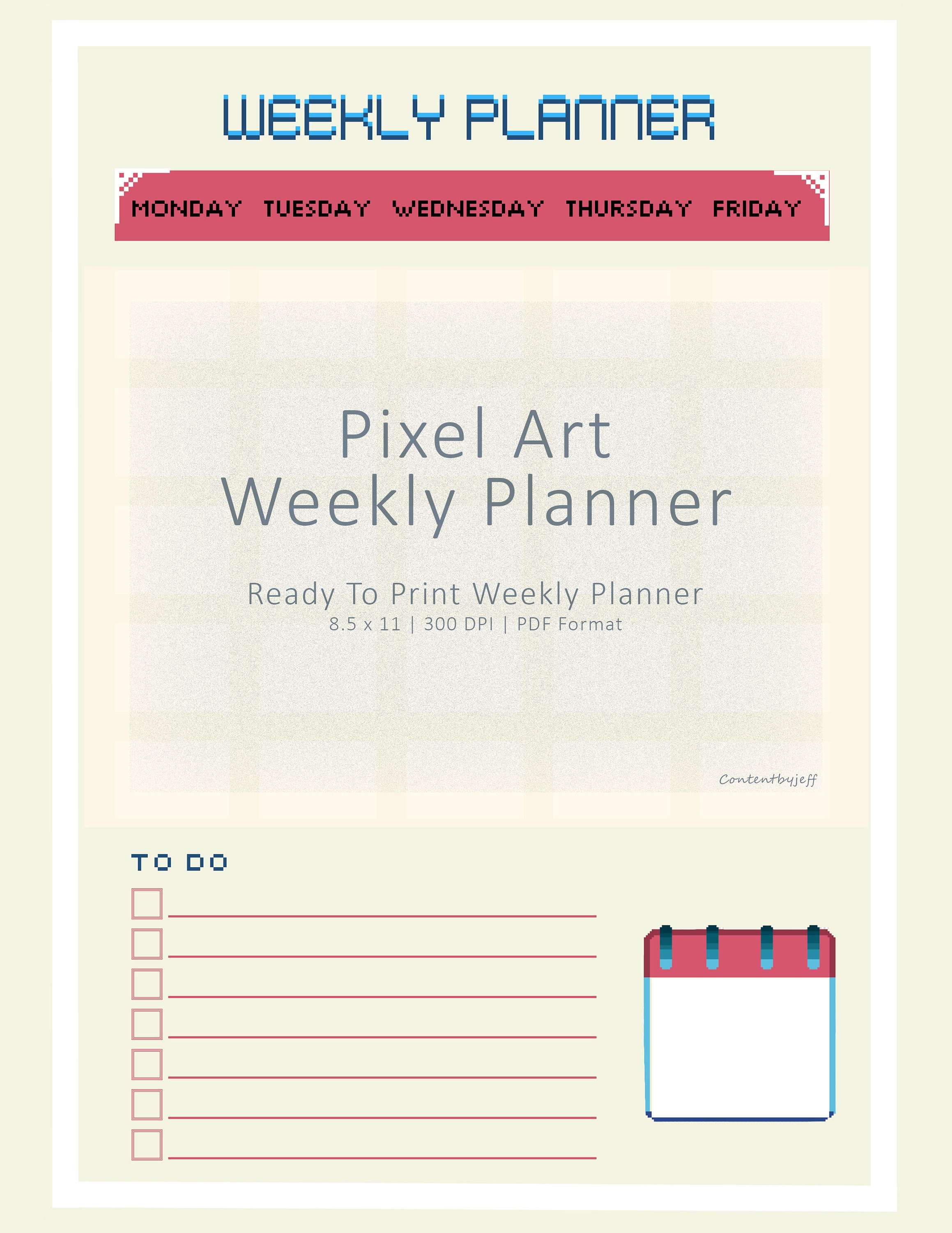 2D Pixel Art Weekly Planner - Etsy