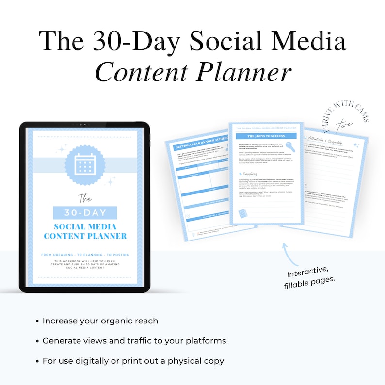 The 30-day Social Media Content Planner Fillable and - Etsy