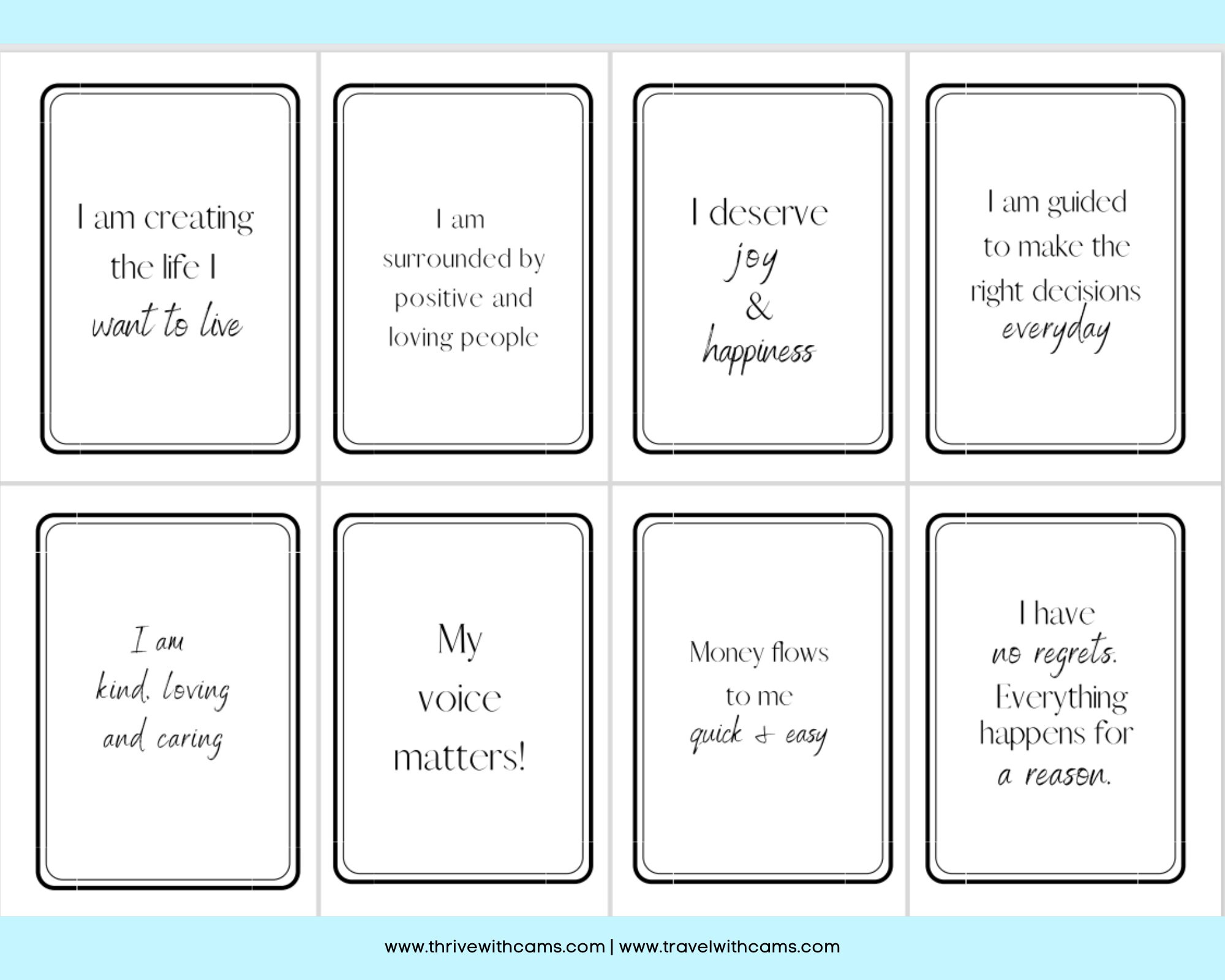 365 Affirmation Cards FREE Sheet Printable Motivational Etsy