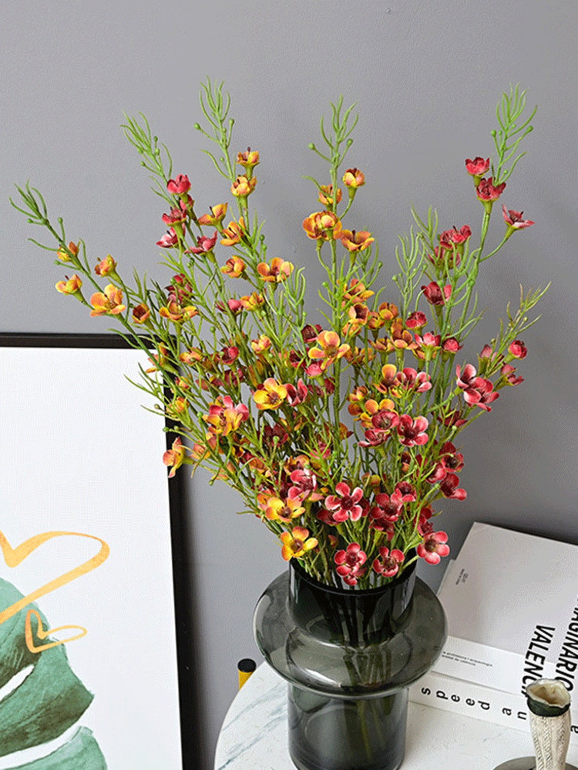 Artificial Winter Sweet Branch With Foliage, Fake Wax Flower Stems ...