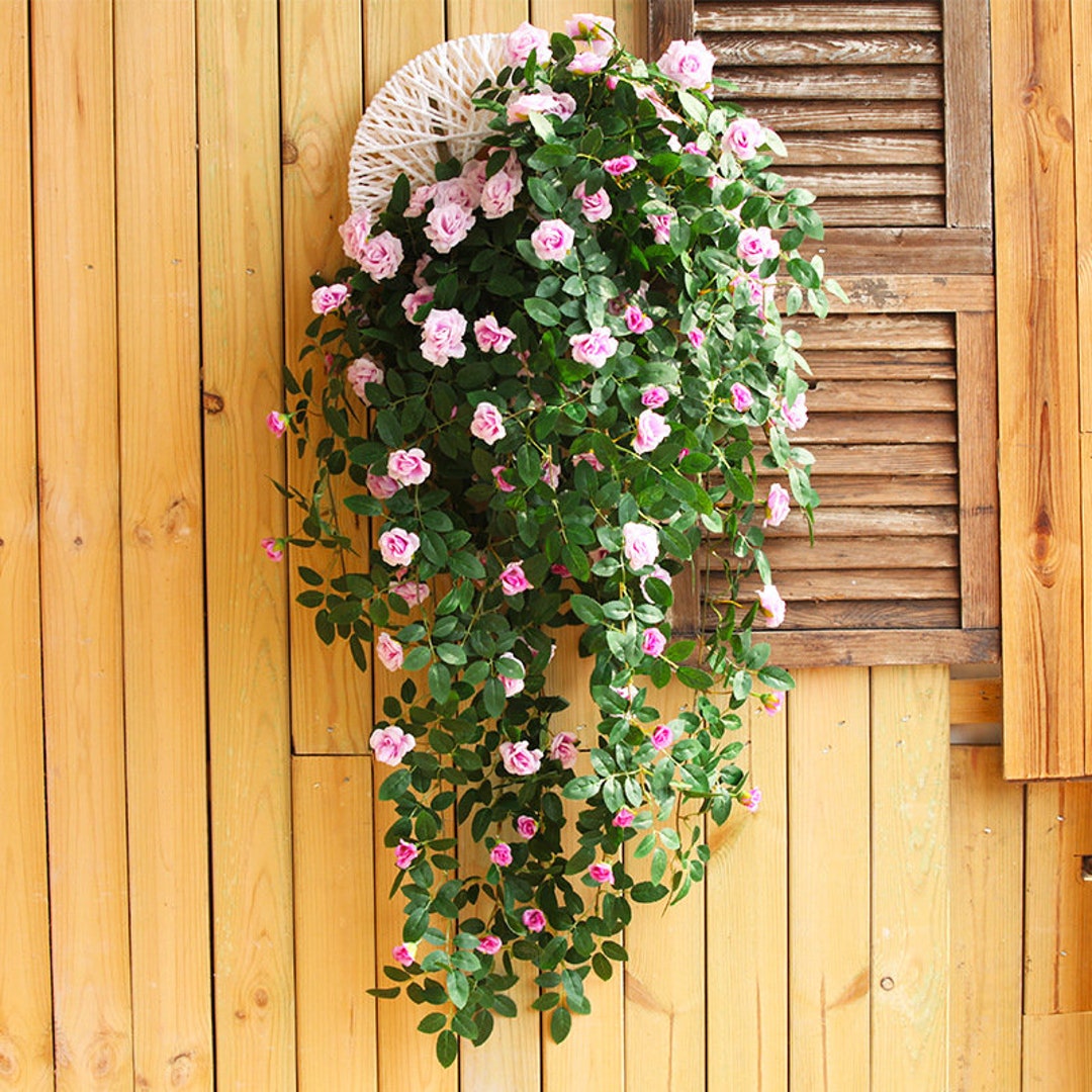 Quality Rose Vine Wall Hanging With Rich Foliage Artificial Flower Cane ...