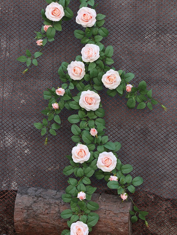 Fake Rose Long Vine With Leaves and Buds, Artificial Rose Wall Hangings ...